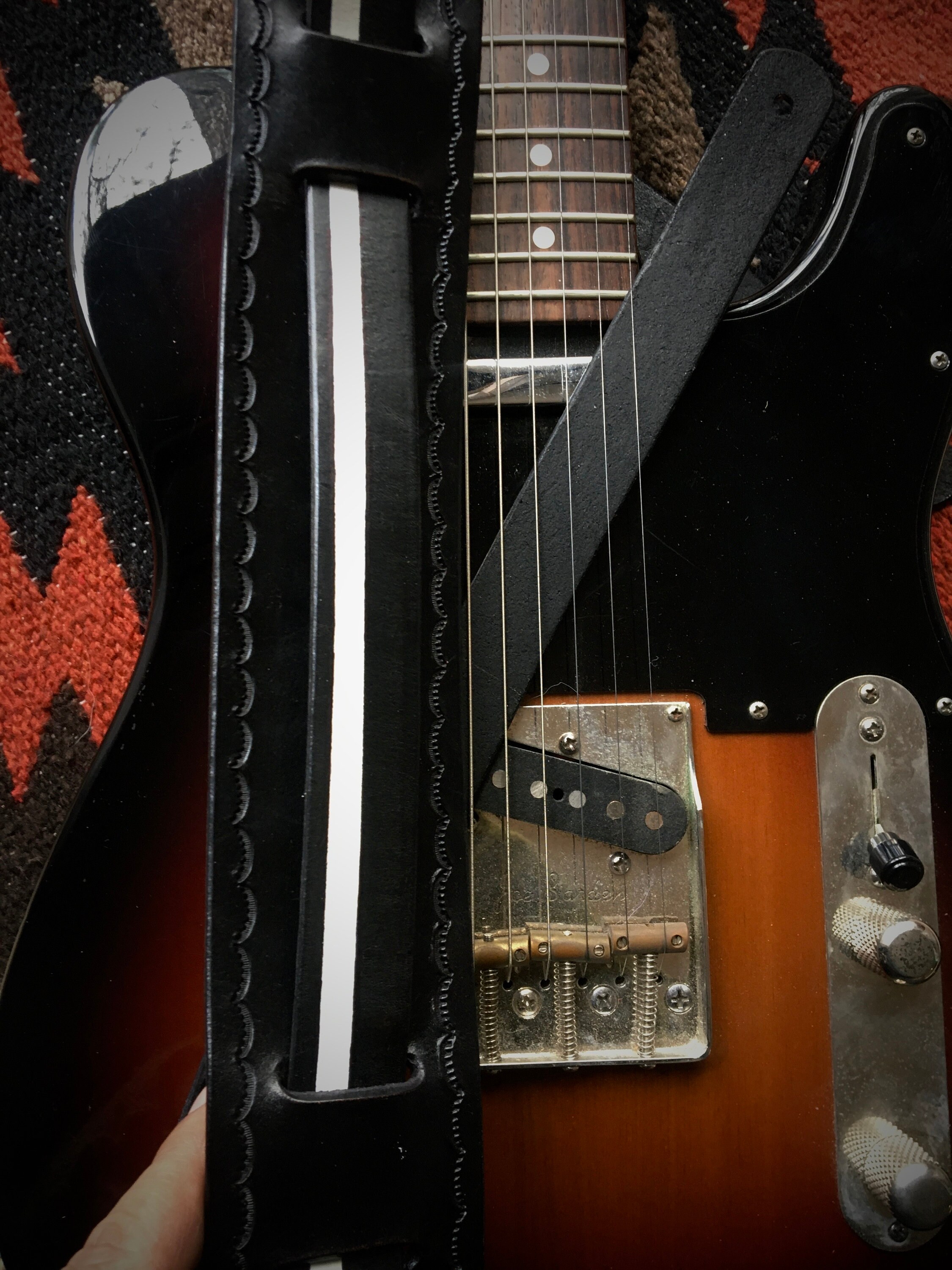 Vintage Style Black/white Racing Stripe Leather Guitar Strap! - Etsy