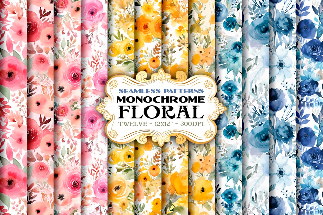 Watercolor Floral Seamless Repeating Patterns - Flower Patterns - 12 ...