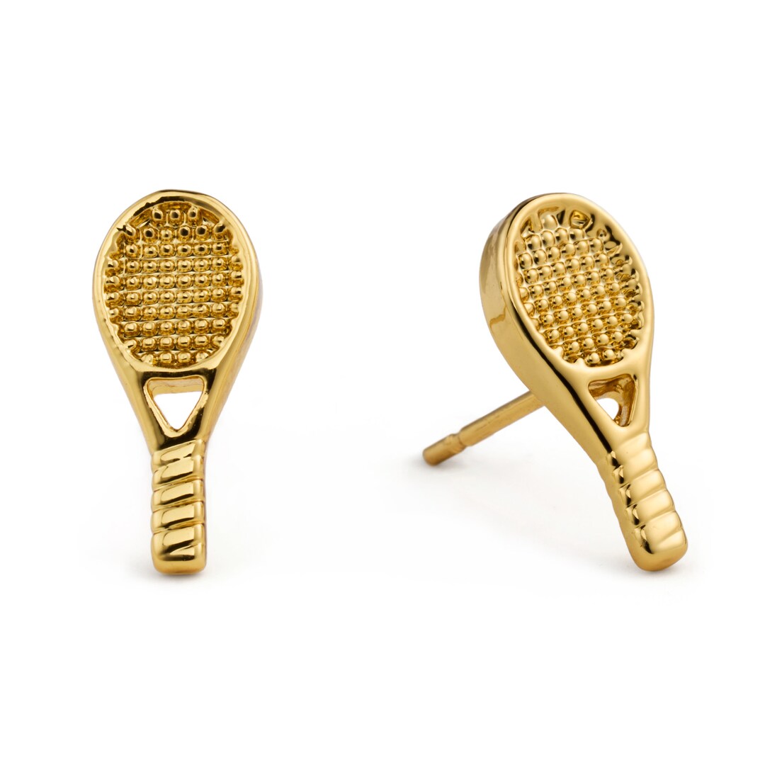 Tennis Racket Earrings Stud 18k Gold or Silver Tennis Earrings Women or ...