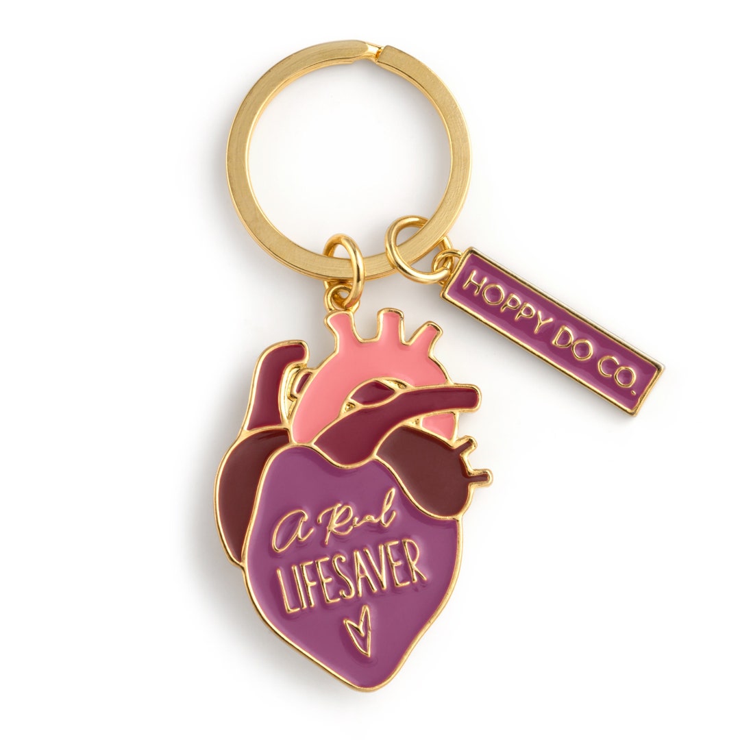 Heart Keychain | “A Real Lifesaver” Anatomical Heart | Double-sided ...