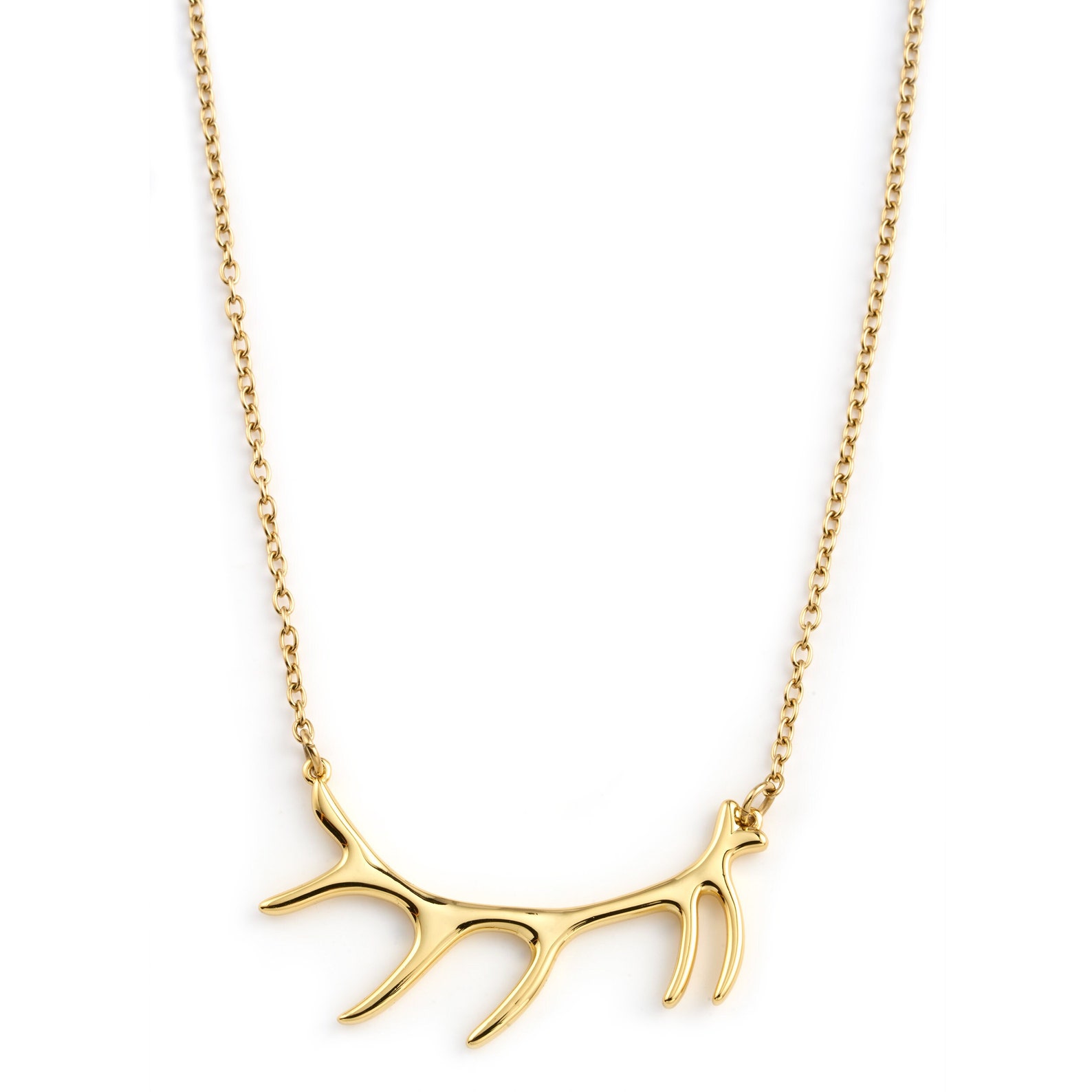 Unique Adjustable Deer Antler 18k Gold Necklace | Stag Jewelry | Womans ...