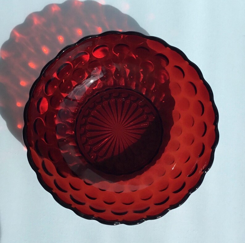 Anchor Hocking Ruby Red Bubble Bowl - Etsy