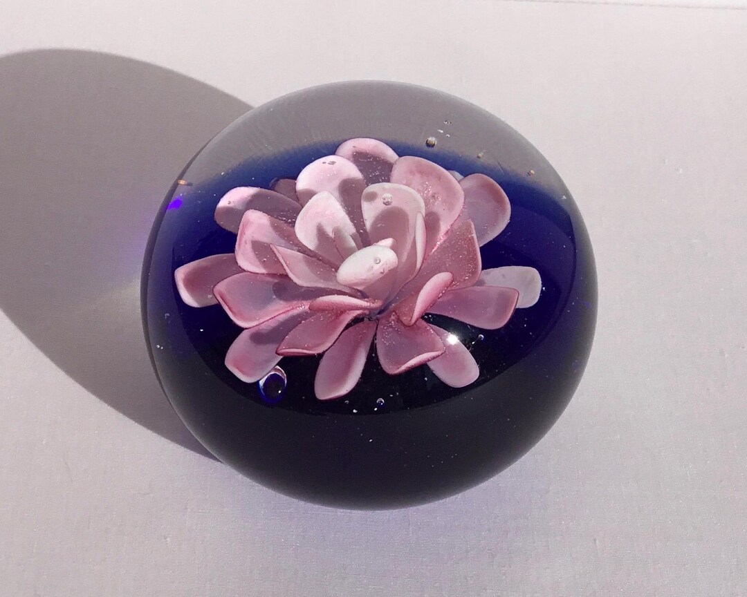 Art Glass Flower Paperweight - Etsy