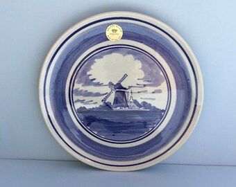Delft Dutch Blue & White Royal Plate With a Windmill RARE - Etsy