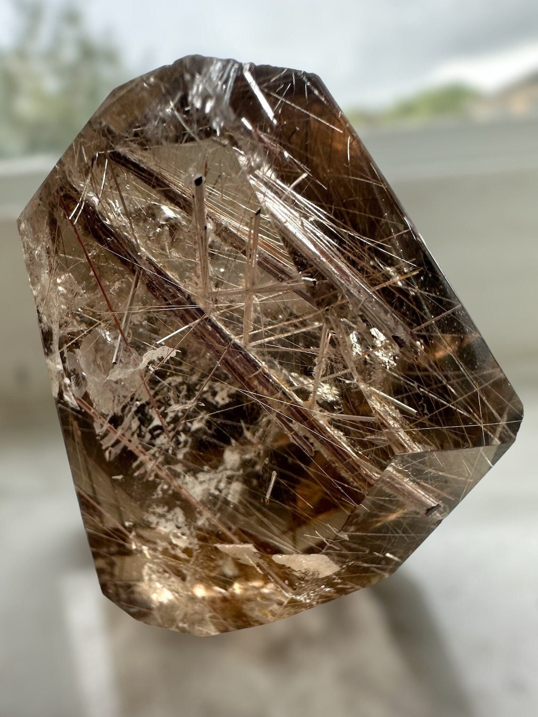 Rare Stunning Faceted High Grade Smoky Quartz W/copper Rutiles, Golden ...