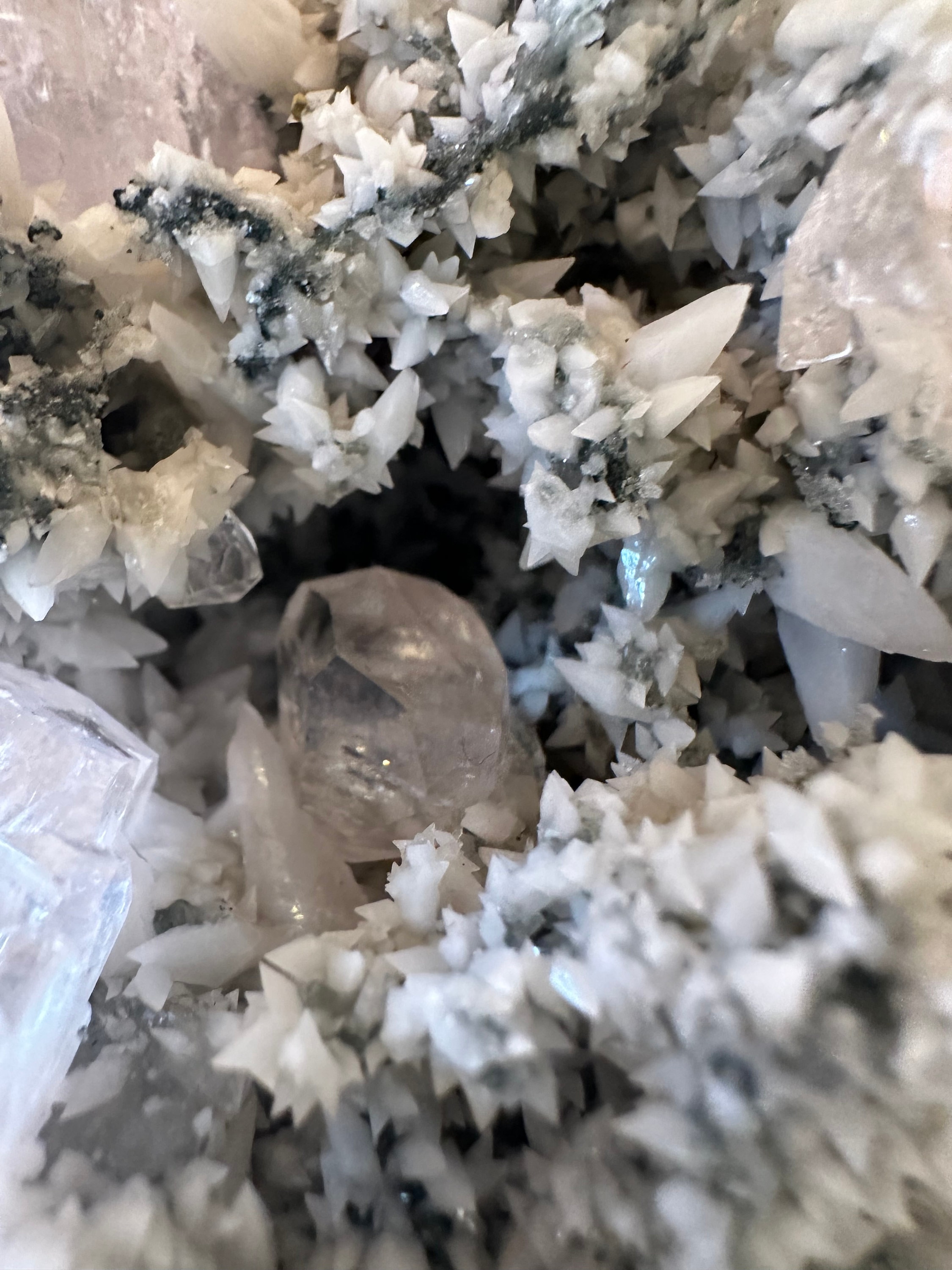 Statement Pink-purple Diamond Calcite on Dogtooth Calcite Specimen With ...