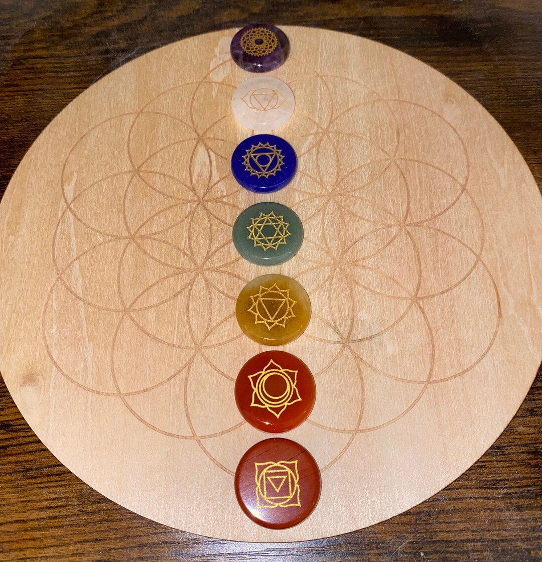 Grid of 7 Chakras and Flower of Life W/the Stones of the 7 - Etsy