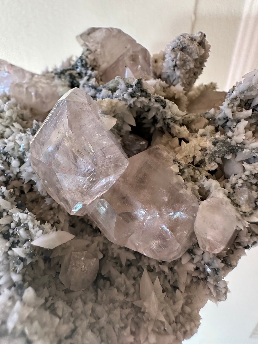 Statement Purple Diamond Calcite on Dogtooth Calcite Specimen With ...