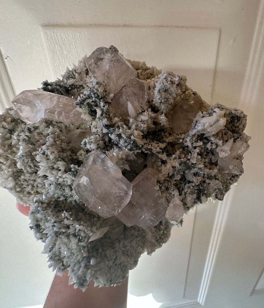 Statement Pink-purple Diamond Calcite on Dogtooth Calcite Specimen With ...