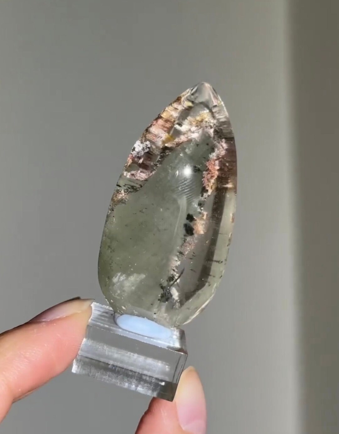 Large Collectors Grade Green Amphibole With Colorful Lodalite Teardrop ...