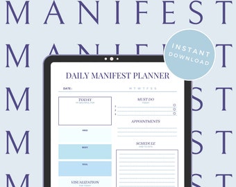 Daily Planner Blue, Daily Schedule, To-do List, Printable, Download - Etsy