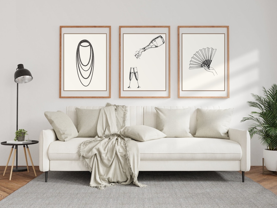Great Gatsby Black and White 20s Accessories, Wall Art Set of 3 - Etsy
