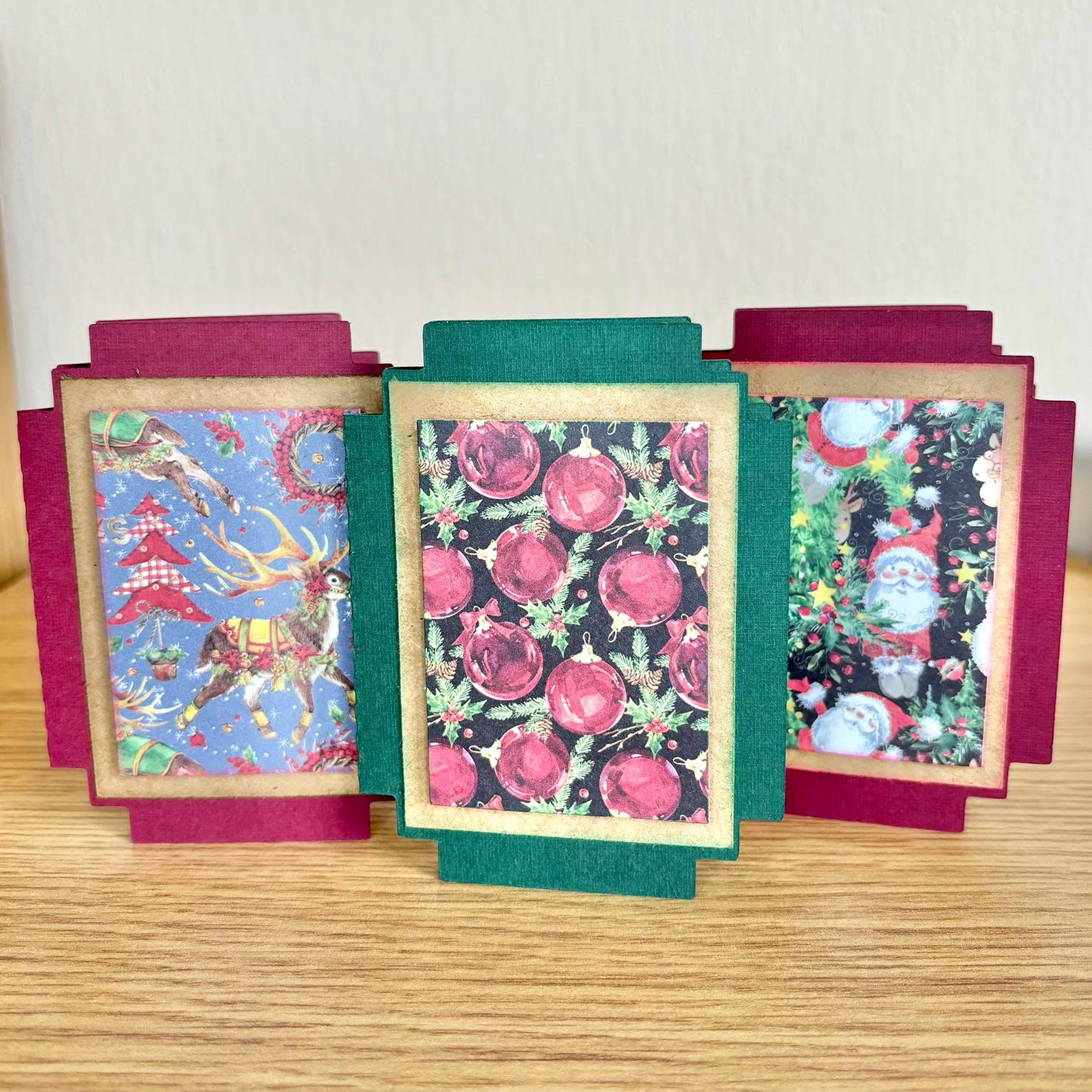 Christmas Card Box Set, 6 Handmade Cards & Envelopes in Festive Reds ...