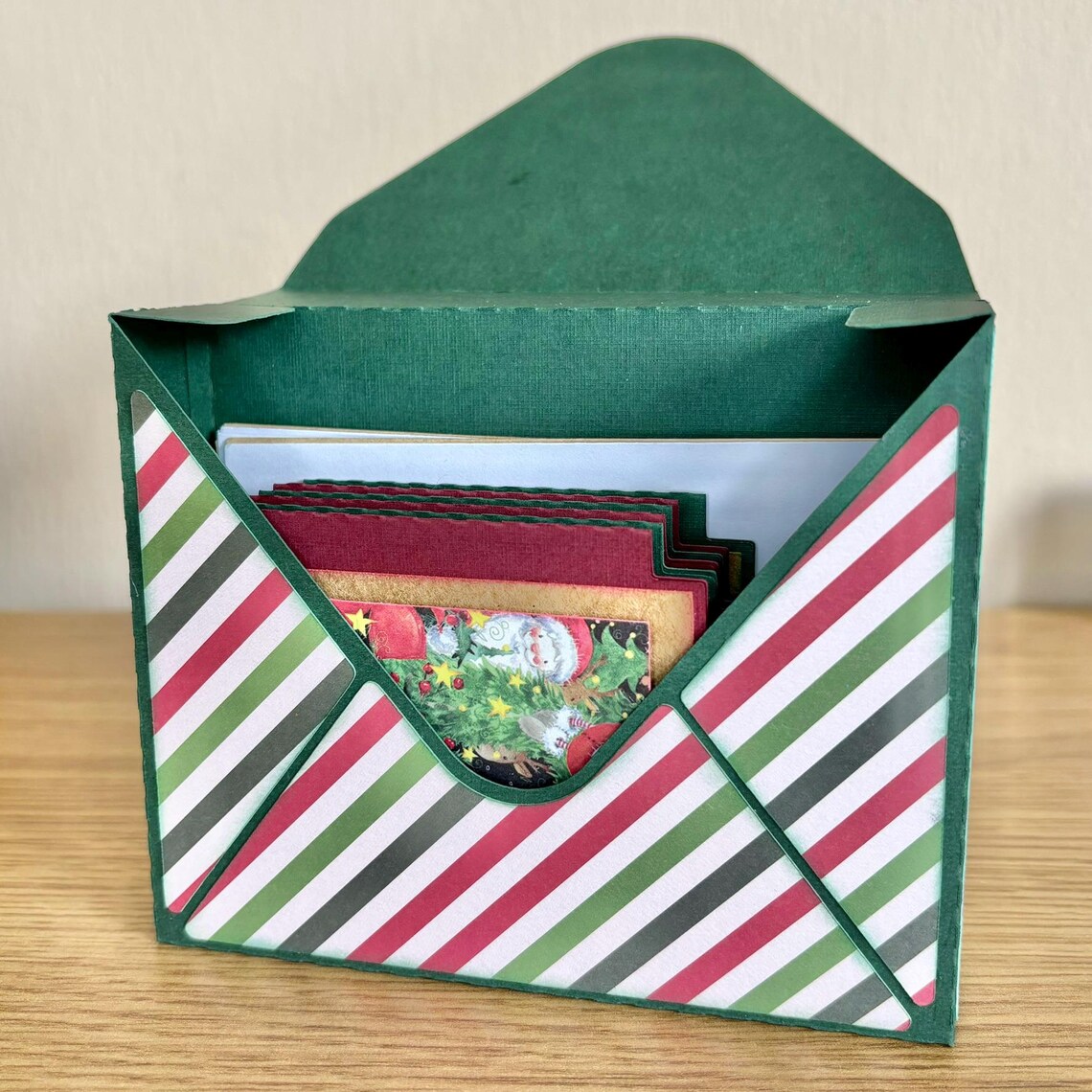 Christmas Card Box Set, 6 Handmade Cards & Envelopes in Festive Reds ...