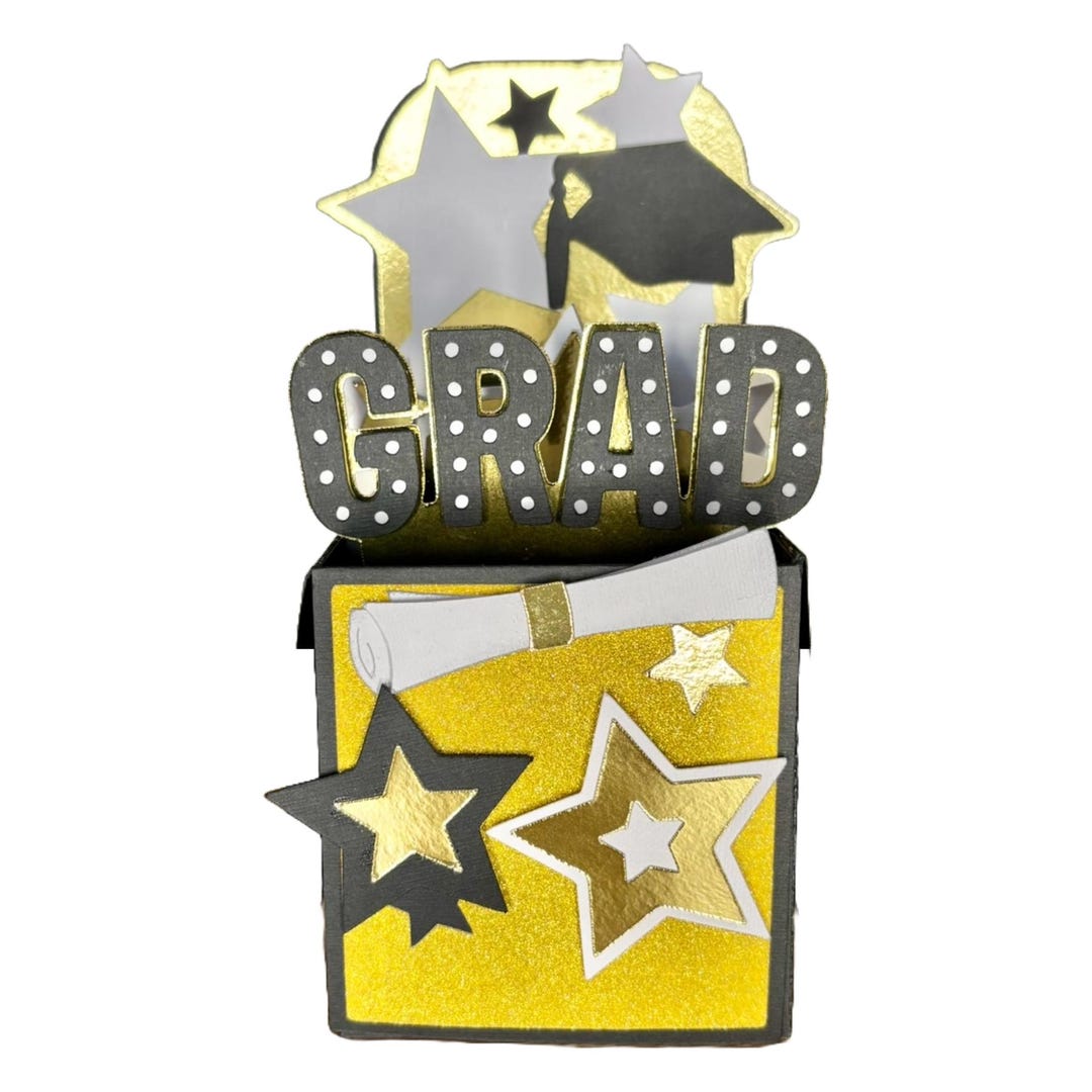 Graduation Pop up Box Card, Glittery 3D Design for Grads, Perfect ...