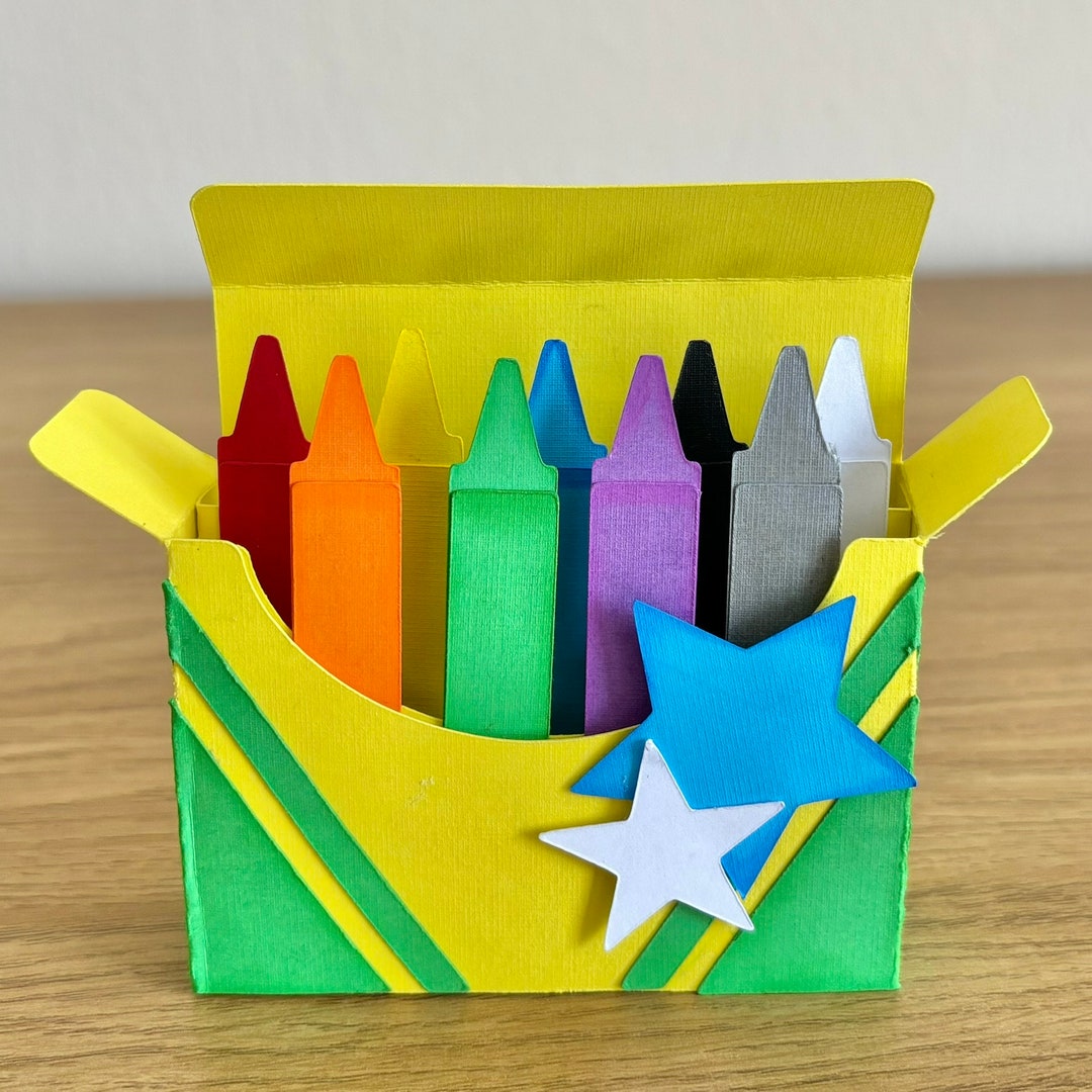 Crayon Box Pop-up Card, Colour Crayon Cards, Personalised Crayons, Kids ...