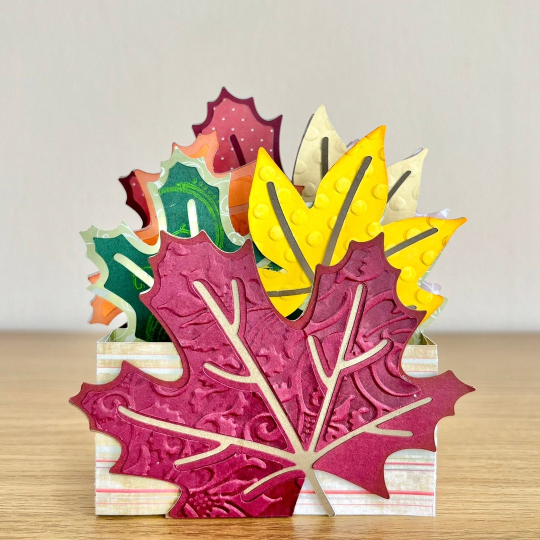 Autumn Fall Leaves Popup Box Card, All Occasions, Nature Card, Birthday Card, 3D Fall Foliage ...