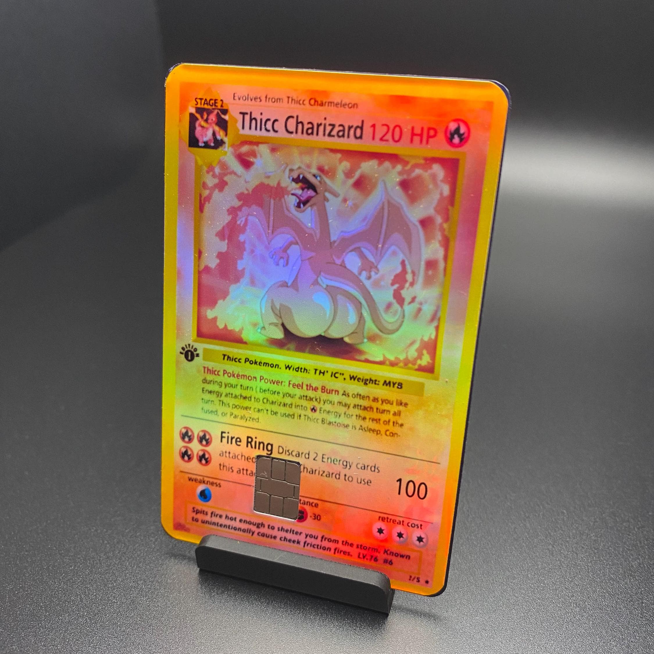 Thicc Charizard Holographic Pokemon Credit Card Sticker (3 Stickers) - Etsy