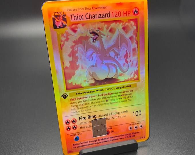 Thicc Charizard Holographic Pokemon Credit Card Sticker (3 Stickers) - Etsy