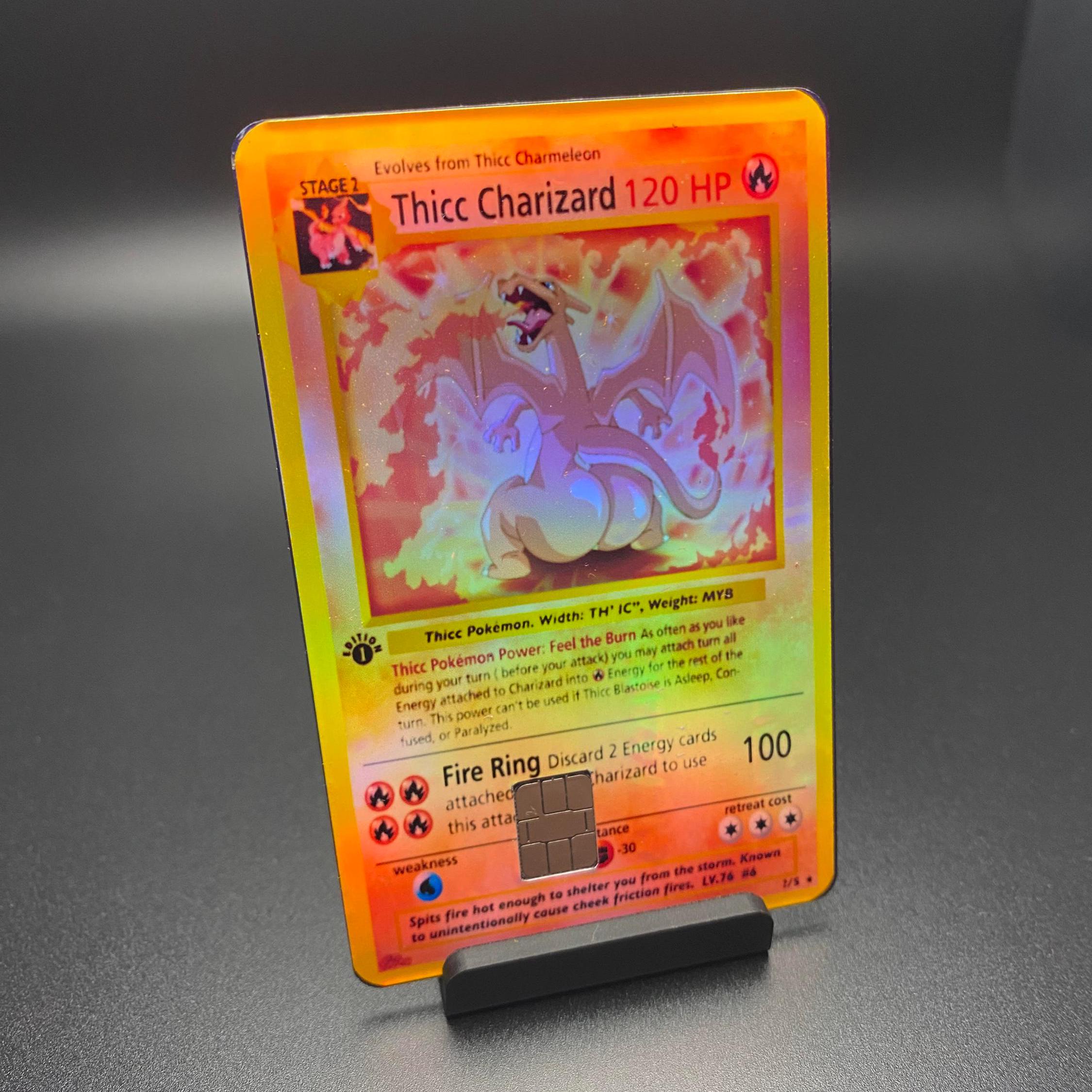 Thicc Charizard Holographic Pokemon Credit Card Sticker (3 Stickers) - Etsy