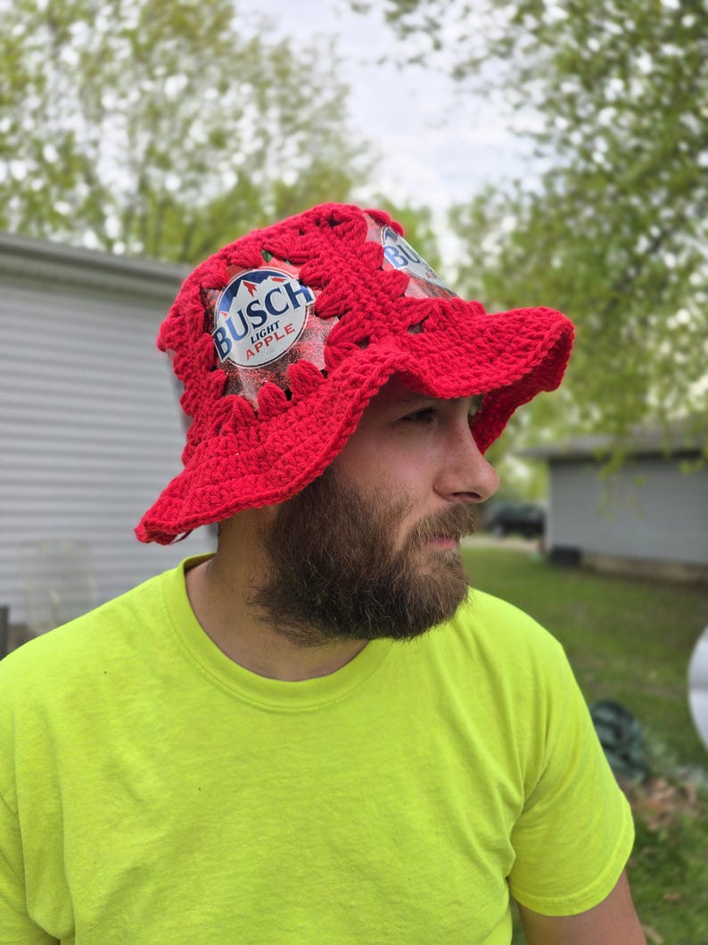 Crocheted Busch Apple Beer Bucket Hat - Etsy