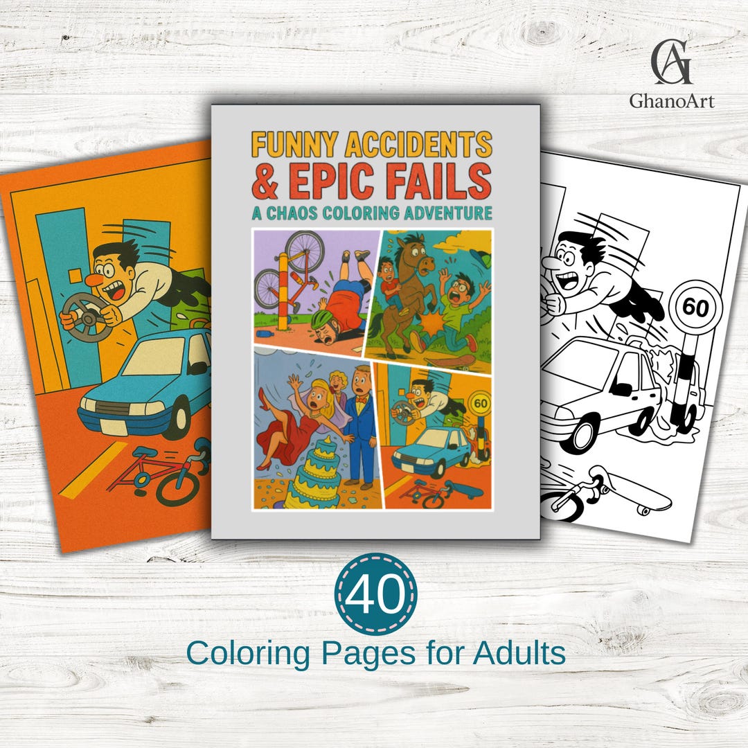Funny Accidents Coloring Book for Adults - Epic Fails, Clumsy People ...