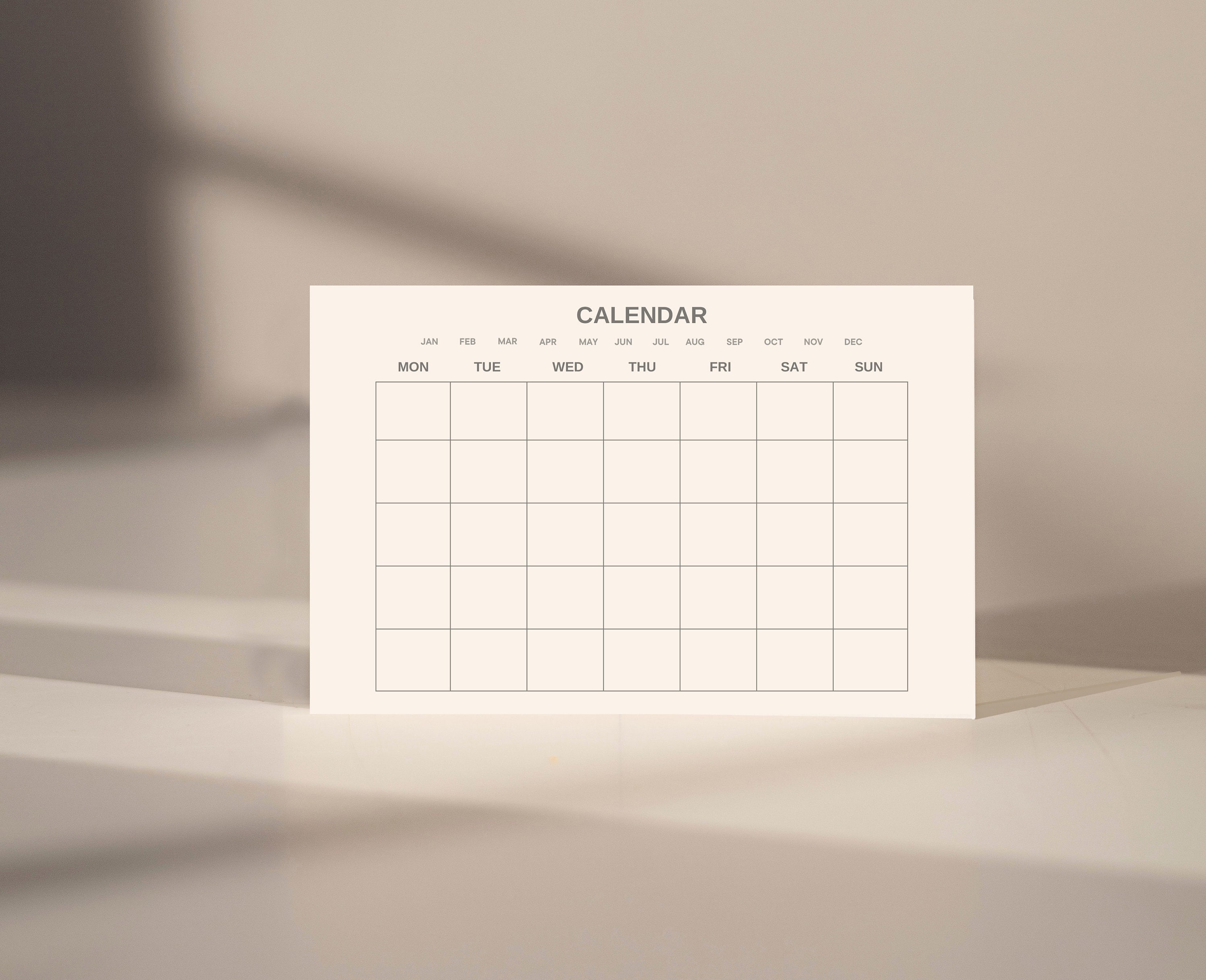 Editable Blank Printable Calendar Landscape, Minimalist Monthly ...