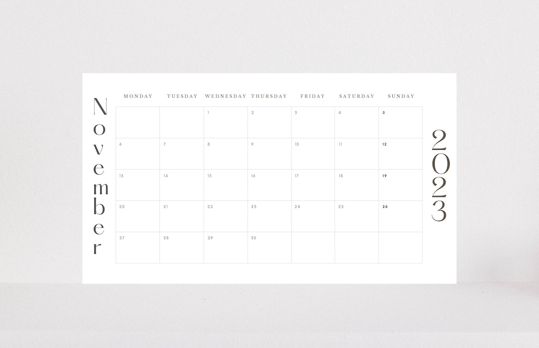 2023 Printable Calendar Landscape, Minimalist Monthly Calendar 2023 ...