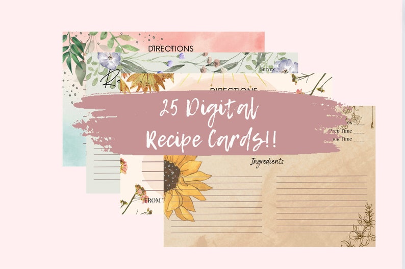 25 Digital/printable Recipe Cards 4x6 - Etsy