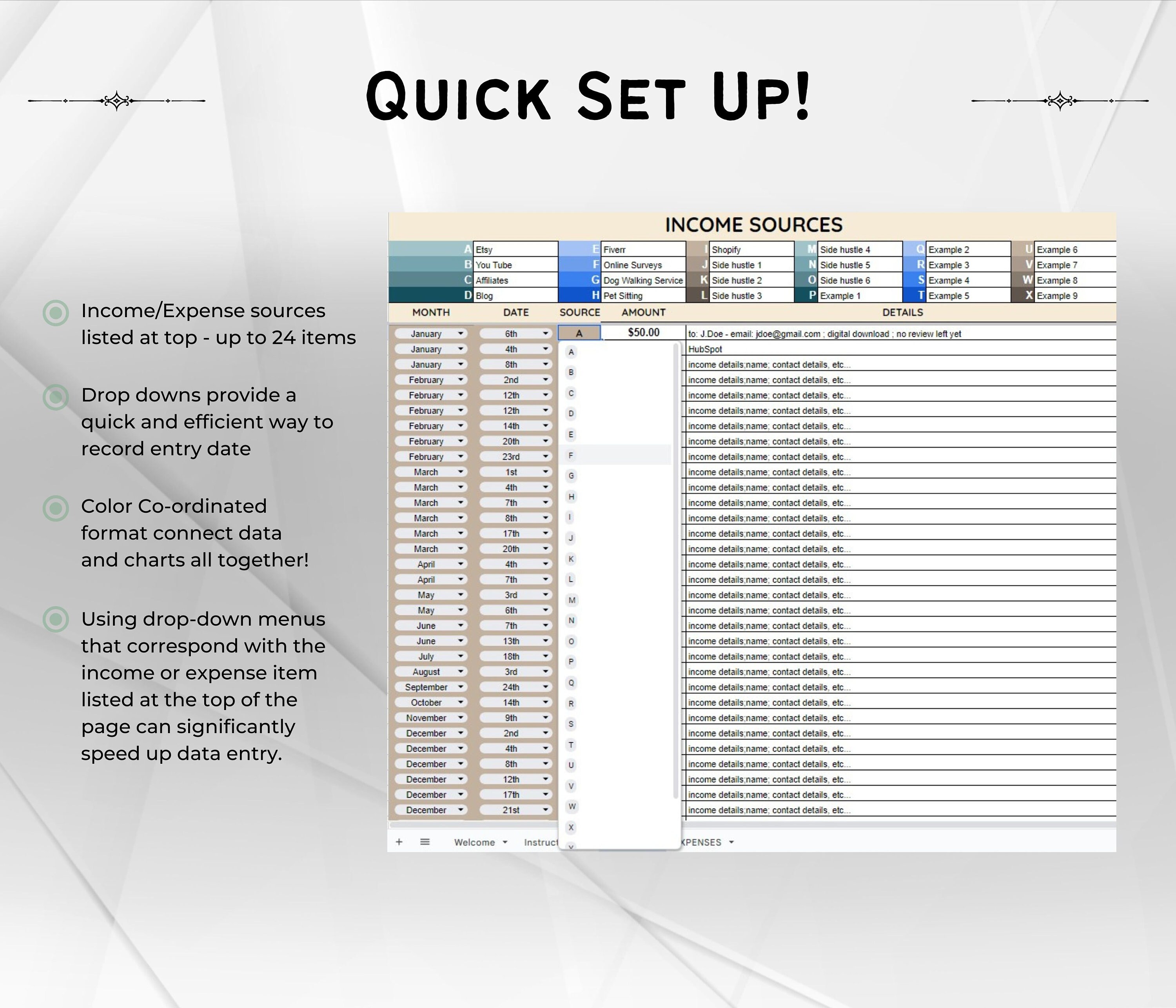 Income and Expense Small Business Tracker I Google Sheets - Etsy