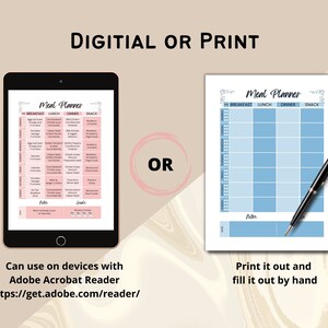 Printable Digital Weekly Meal Planner, Printable Planner, Menu Planner ...