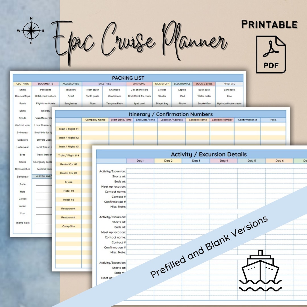 All-in-one Printable Cruise Planner: Organize Your Dream Vacation ...