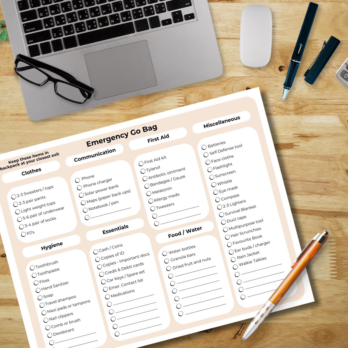 Printable Emergency Evacuation Planner, Go Bag, Action Plan, Printable ...