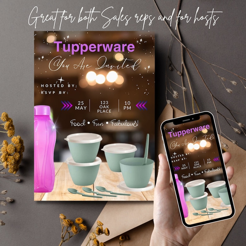 Tupperware, Digital Party Invitation, Party Invites, Animated Digital ...