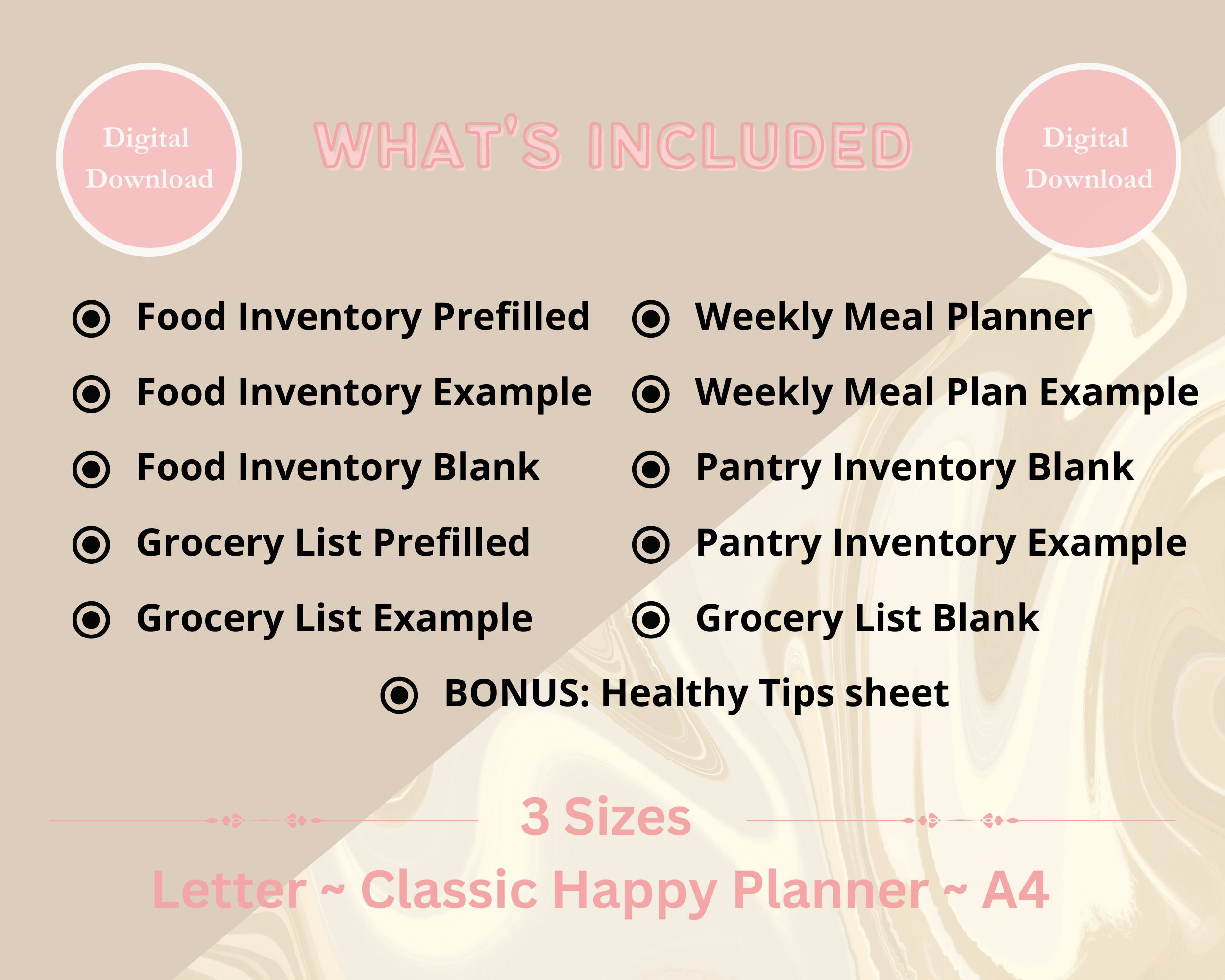 Digital Weekly Meal Planner, Printable Planner, Track Water Intake ...