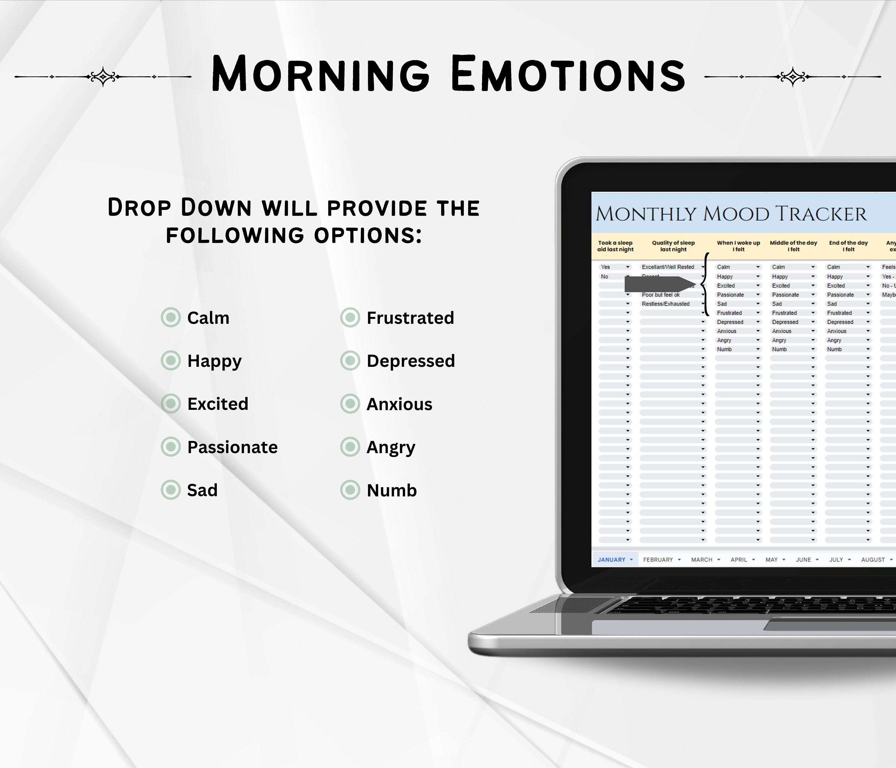 Google Sheets Mood Template, Mood Tracker Spreadsheet, Mood Template ...