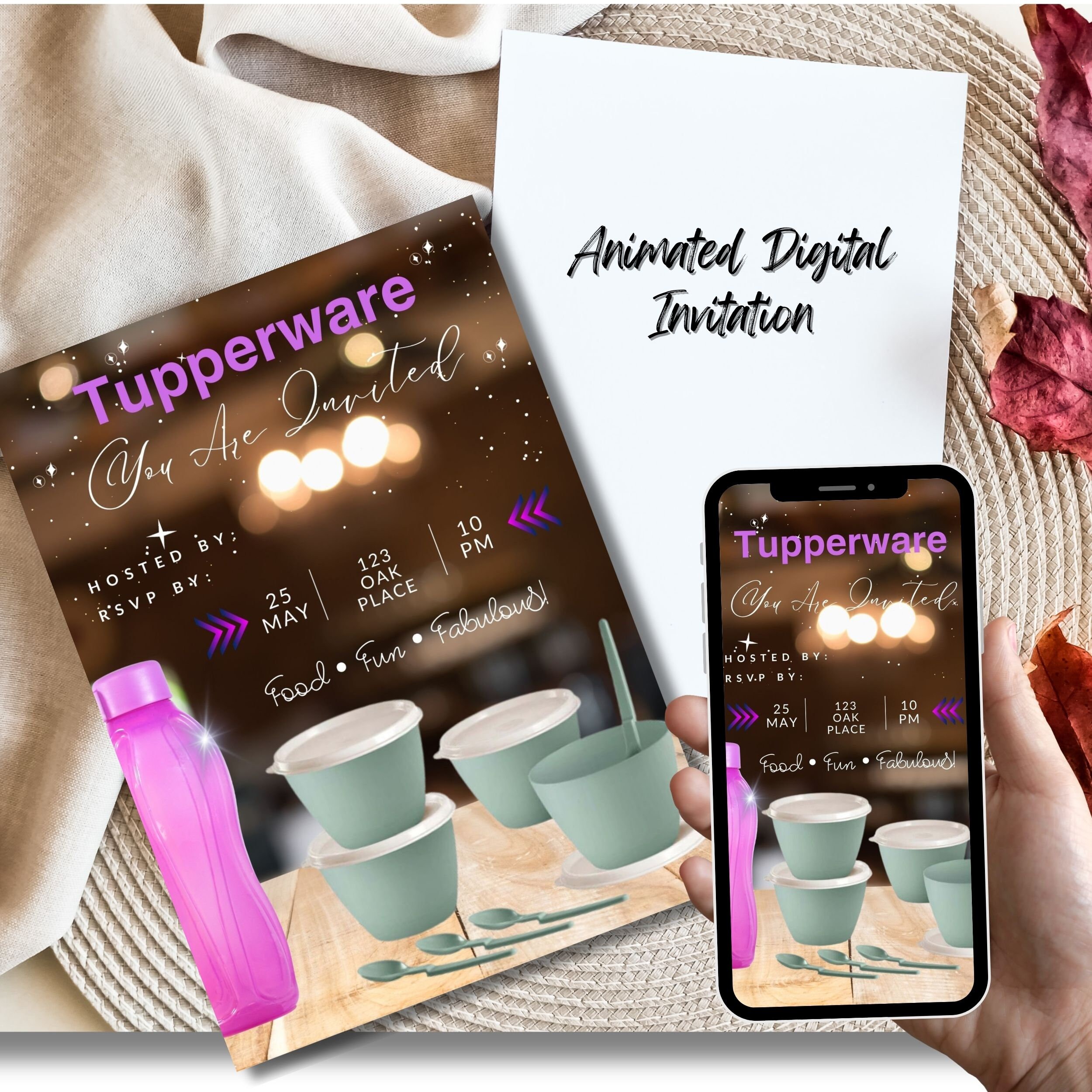 Tupperware, Digital Party Invitation, Party Invites, Animated Digital ...