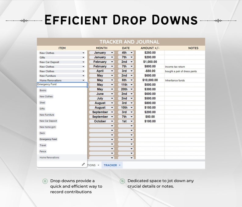Savings Google Sheets Tracker Template Digital Money Saving Chart ...
