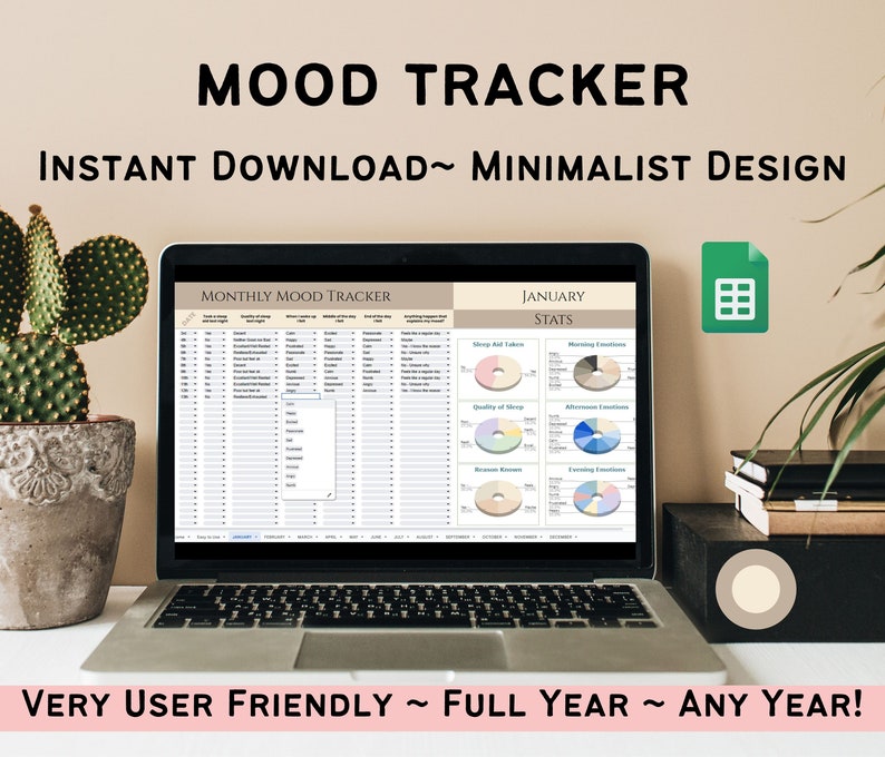 Google Sheets Mood Template Mood Tracker Spreadsheet - Etsy