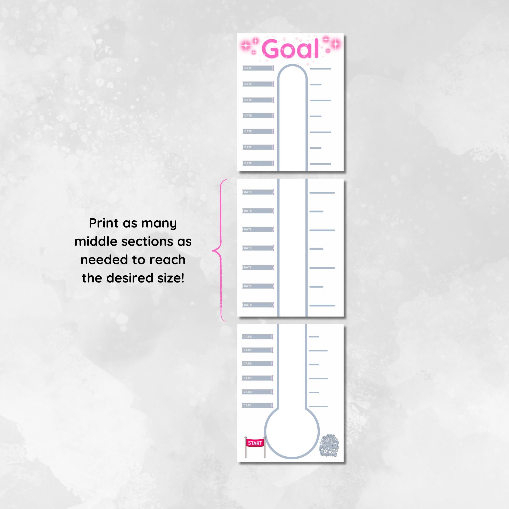 Large Fun Goal Tracker Printable, Thermometer Goal Tracker, Weight Loss ...