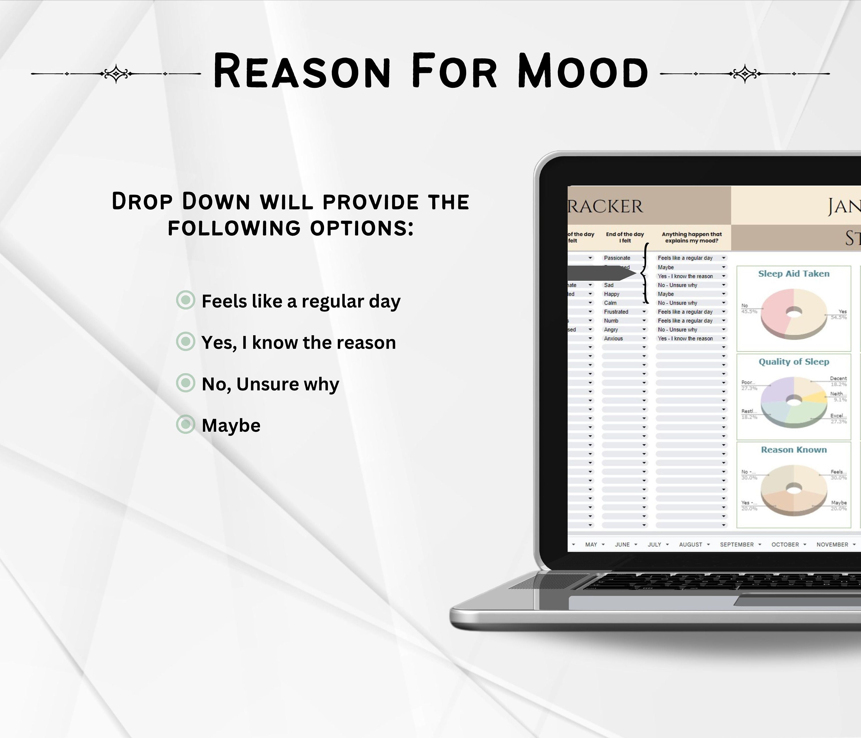 Google Sheets Mood Template, Mood Tracker Spreadsheet, Minimalist Design, Monthly Mood Tracker ...