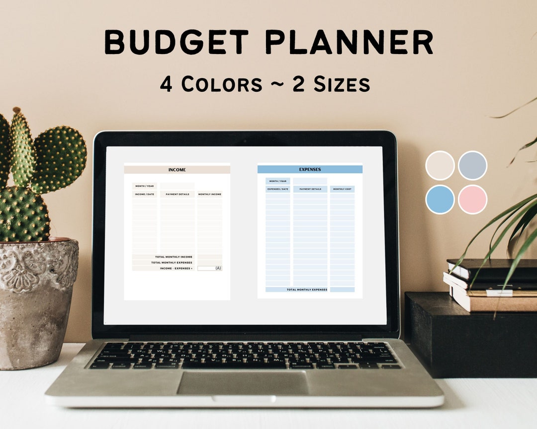 Monthly Budget Planner Bundle, Editable, PDF, Multiple Sizes, Simple ...