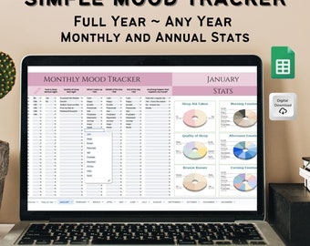 Google Sheets Mood Template, Mood Tracker Spreadsheet, Minimalist Design, Monthly Mood Tracker ...
