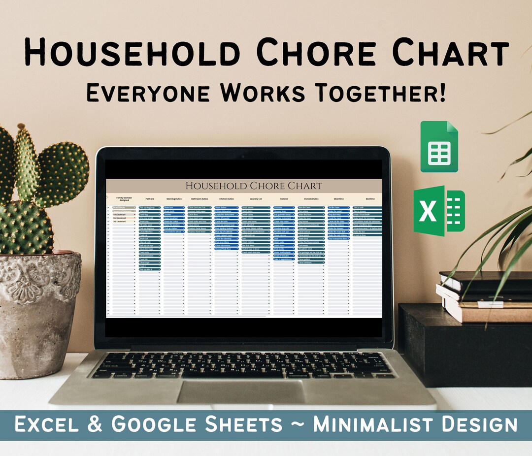 Chore Chart Google Sheets Weekly Chore Chart Editable Family - Etsy