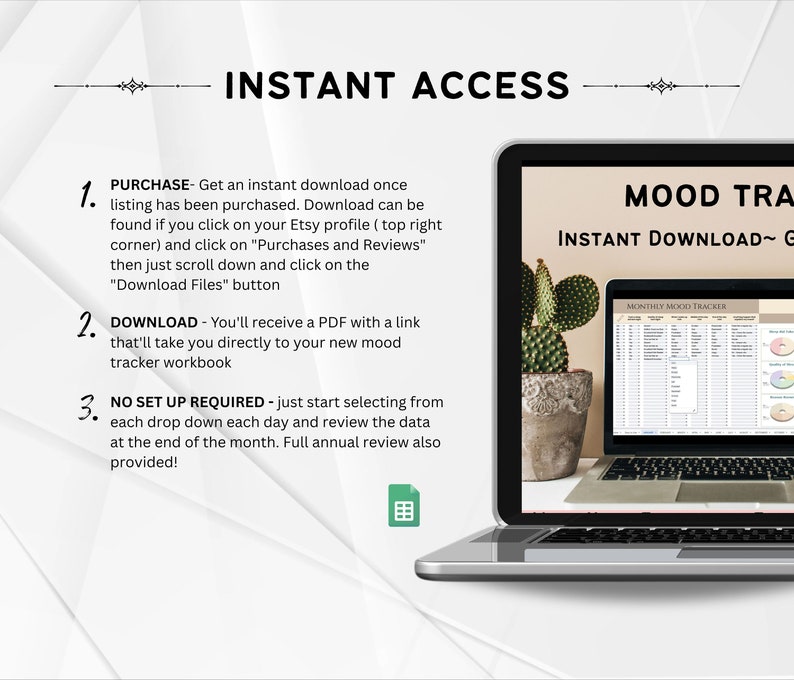 Google Sheets Mood Template, Mood Tracker Spreadsheet, Minimalist Design, Monthly Mood Tracker ...