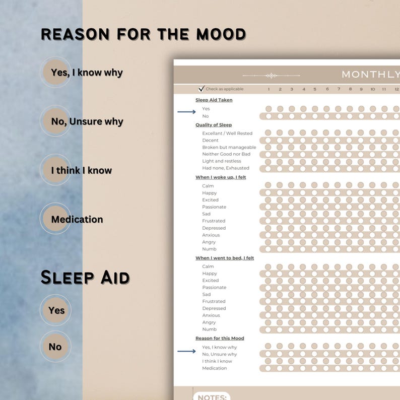 Simple Printable Mood Tracker, Monthly Mood Tracker, Minimalist Design ...