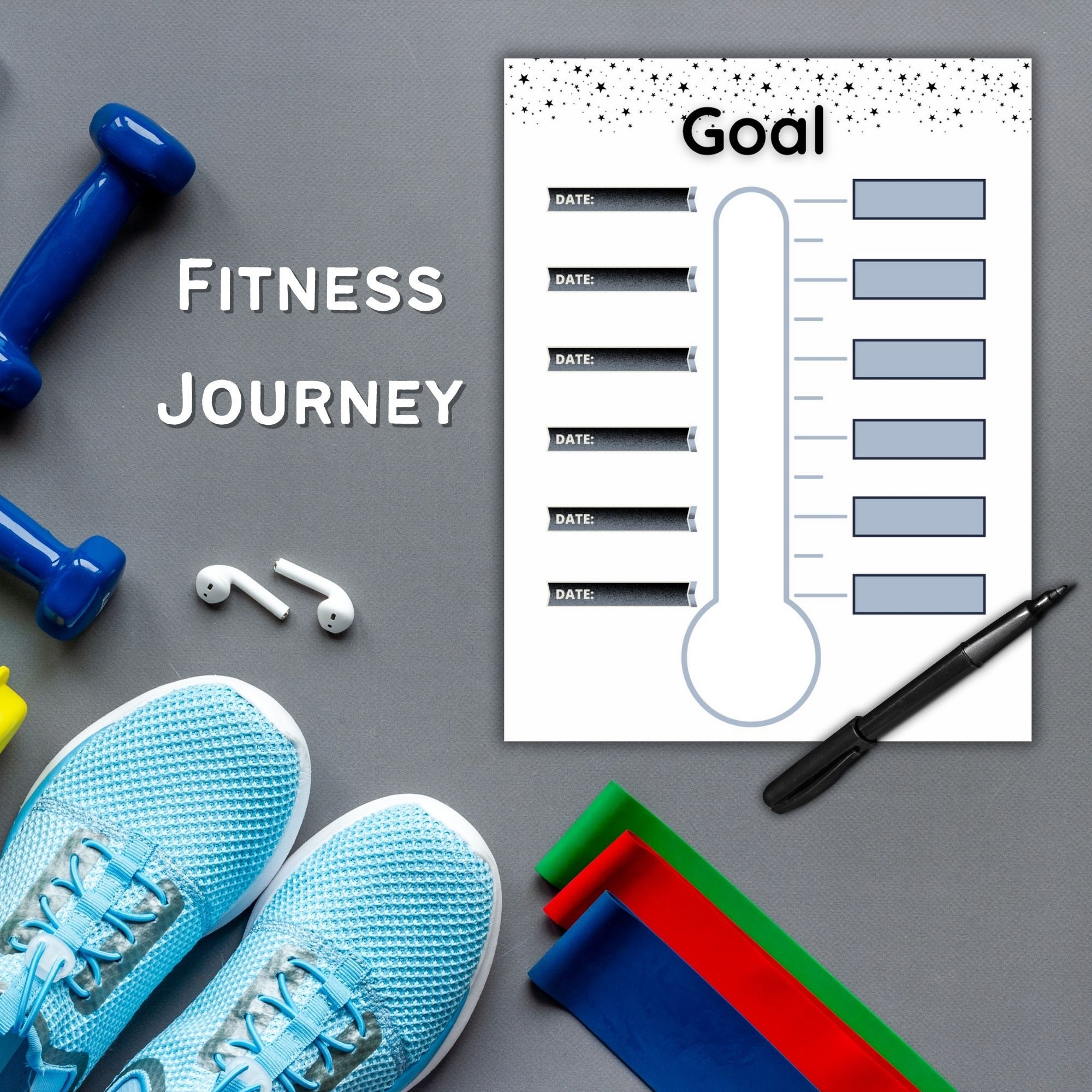 Goal Tracker Printable, Thermometer Goal Tracker, Editable Goal Tracker ...