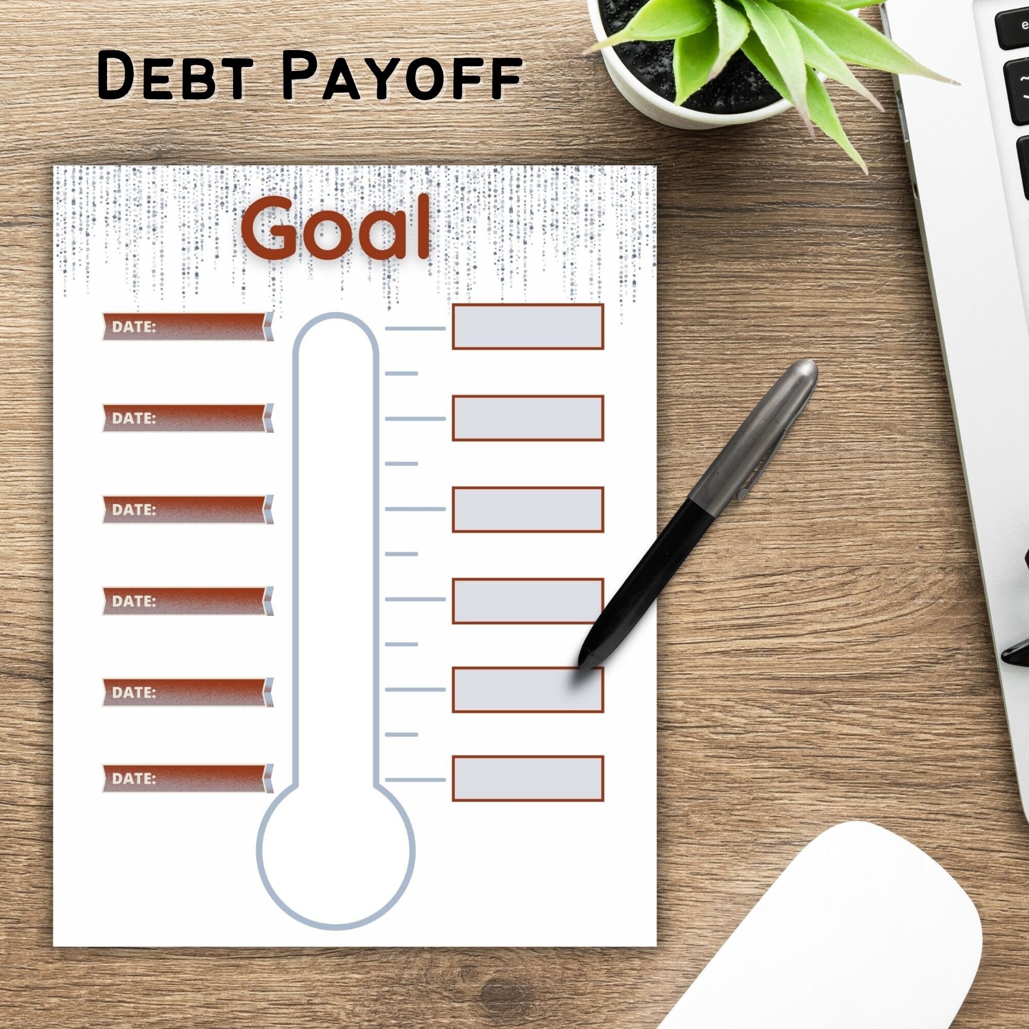 Goal Tracker Printable, Thermometer Goal Tracker, Editable Goal Tracker ...