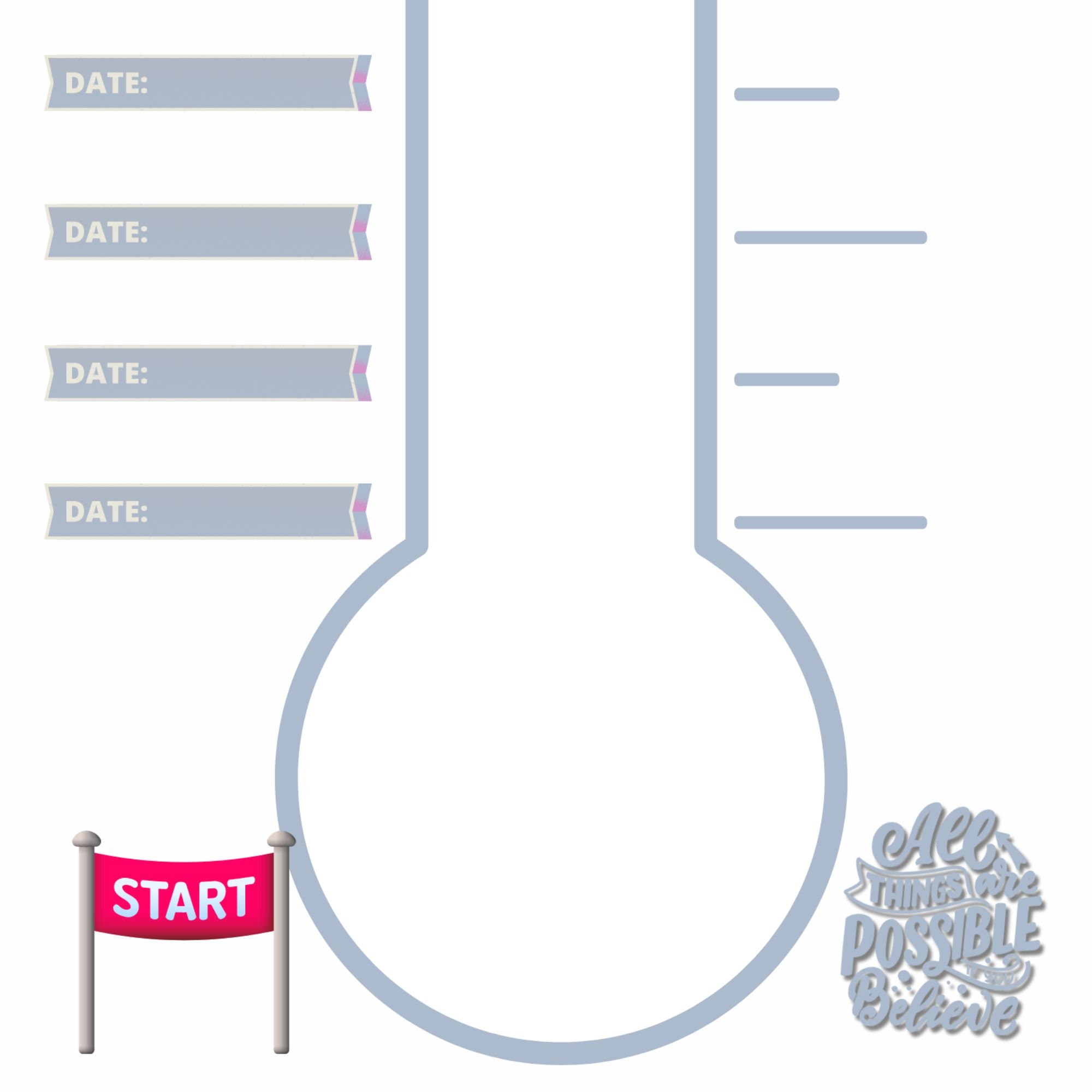 Large Fun Goal Tracker Printable, Thermometer Goal Tracker, Weight Loss ...