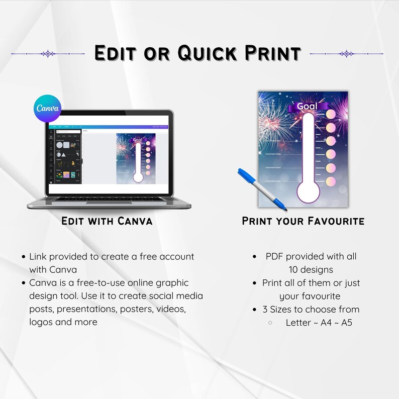 Goal Tracker Printable, Thermometer Goal Tracker, Editable Goal Tracker ...
